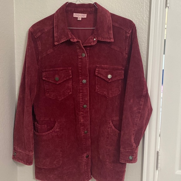 She + Sky | Jackets & Coats | Raspberry Colored Corduroy Shacket | Poshmark